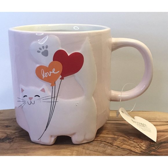 Eccolo | Dining | Eccolo Cat Love Heart Balloons Ceramic Mug Valentines ...